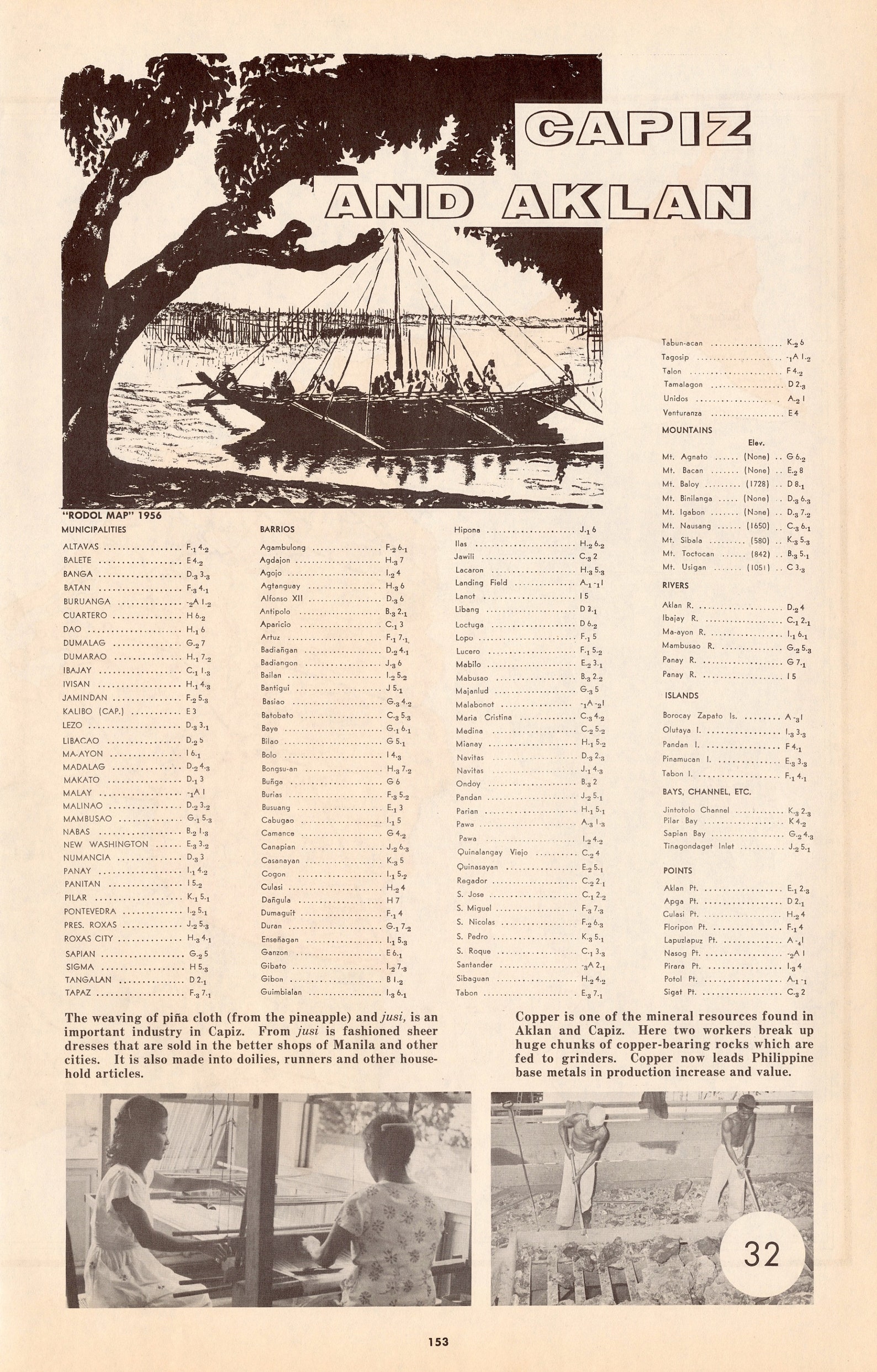 Capiz and Aklan, Philippines RARE Large Vintage 1959 Map Roxas City ...