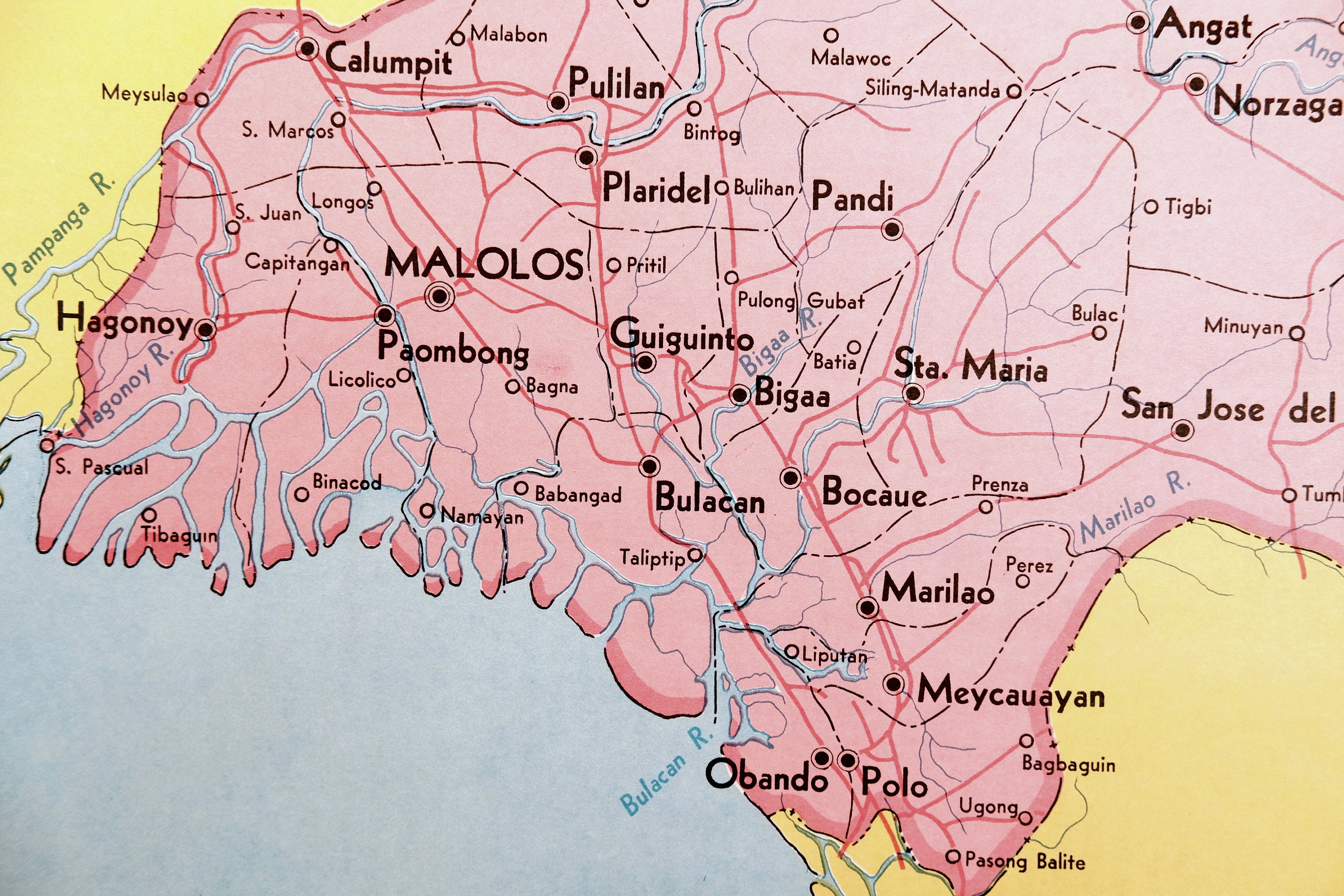 Bulacan, Philippines - RARE Large Vintage 1959 Map - Malolos ...