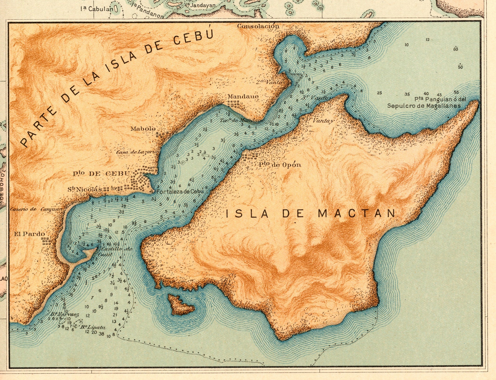 1900 Rare Antique Map of the Island of Cebu Philippines | Etsy