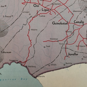 Albay, Philippines - RARE Large Vintage 1959 Map - Legaspi - Mayon ...