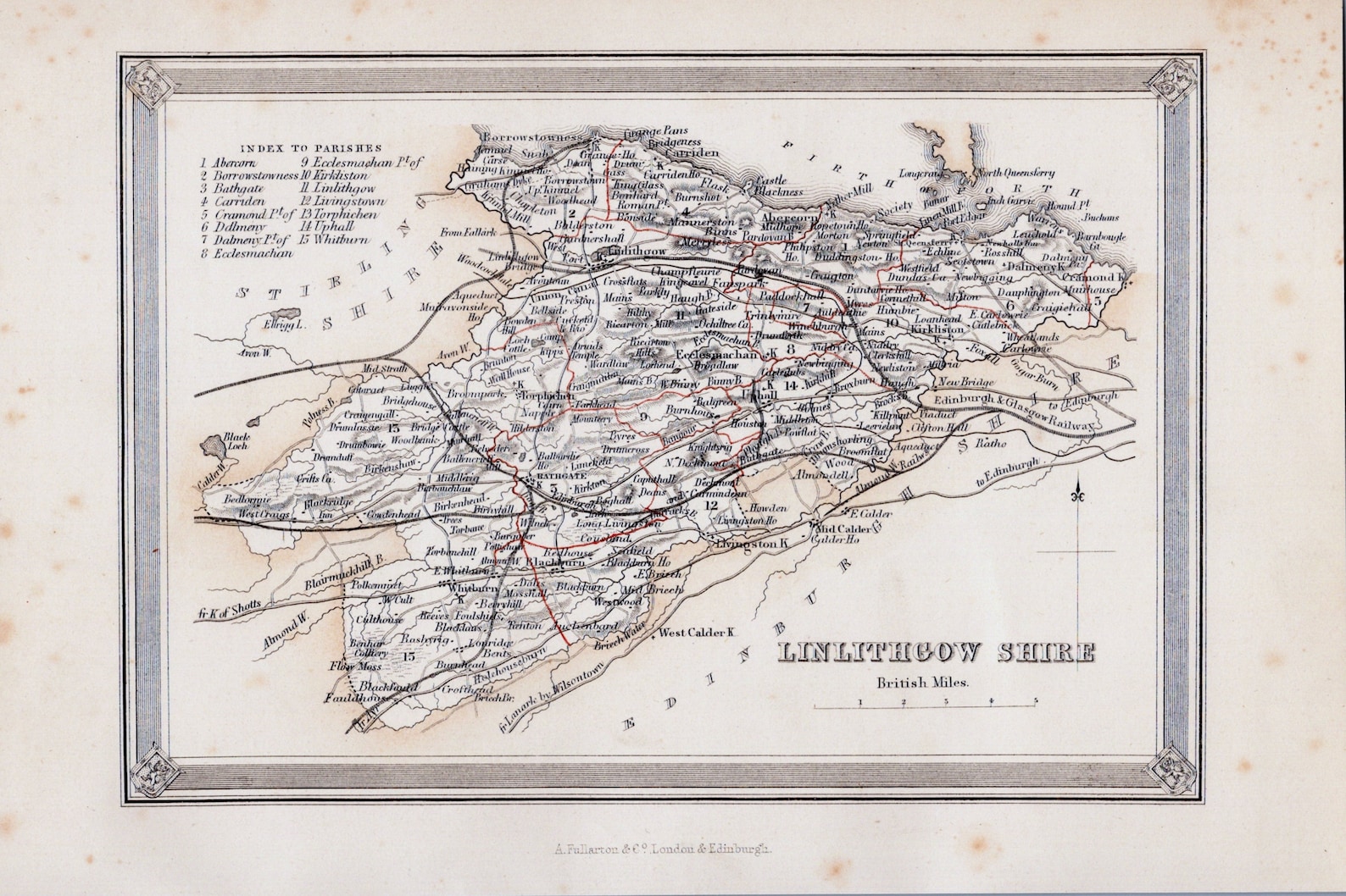 1868 Rare Vintage Map of Linlithgow Shire Scotland - Etsy