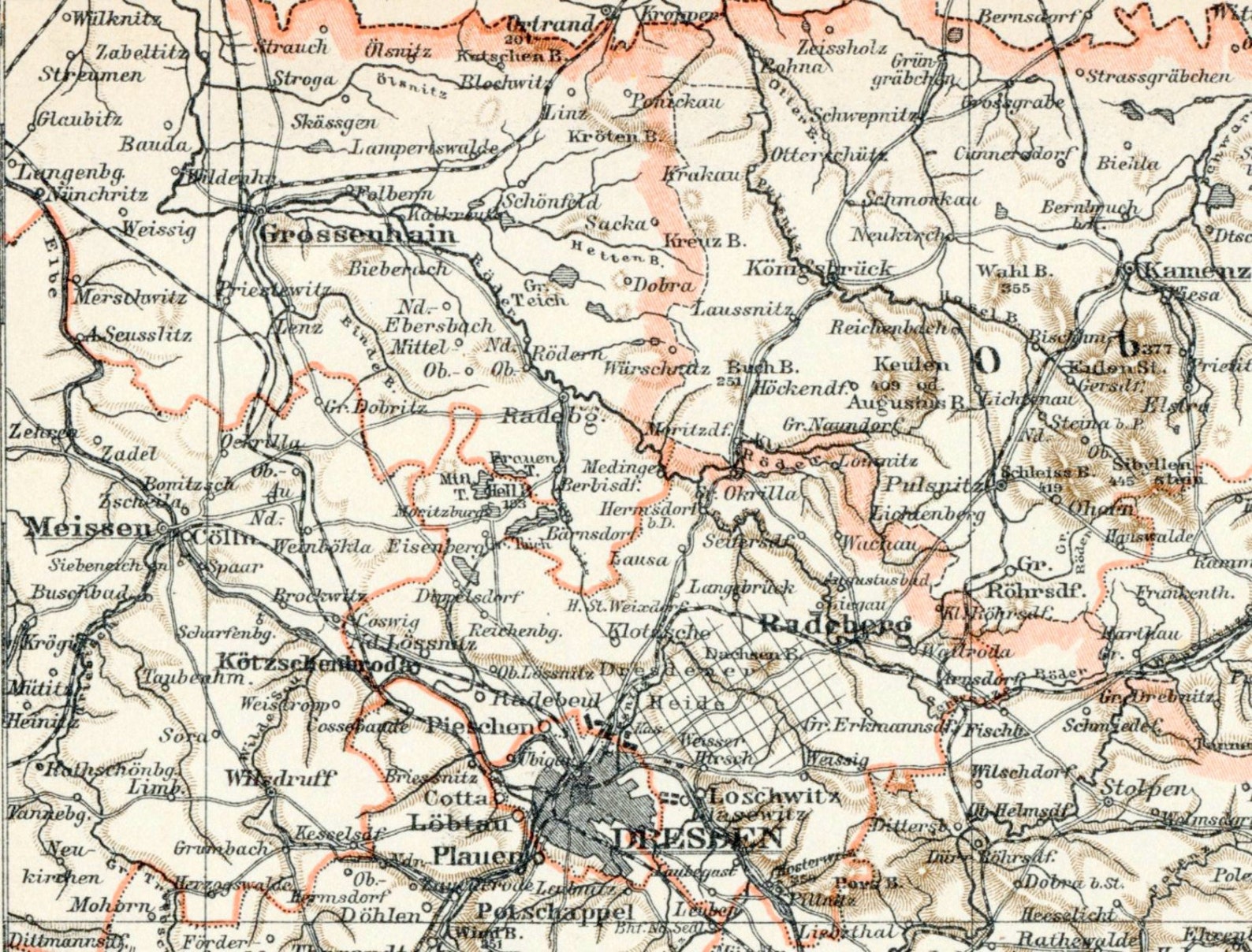 1897 Antica mappa tedesca della Sassonia parte orientale - Etsy Italia
