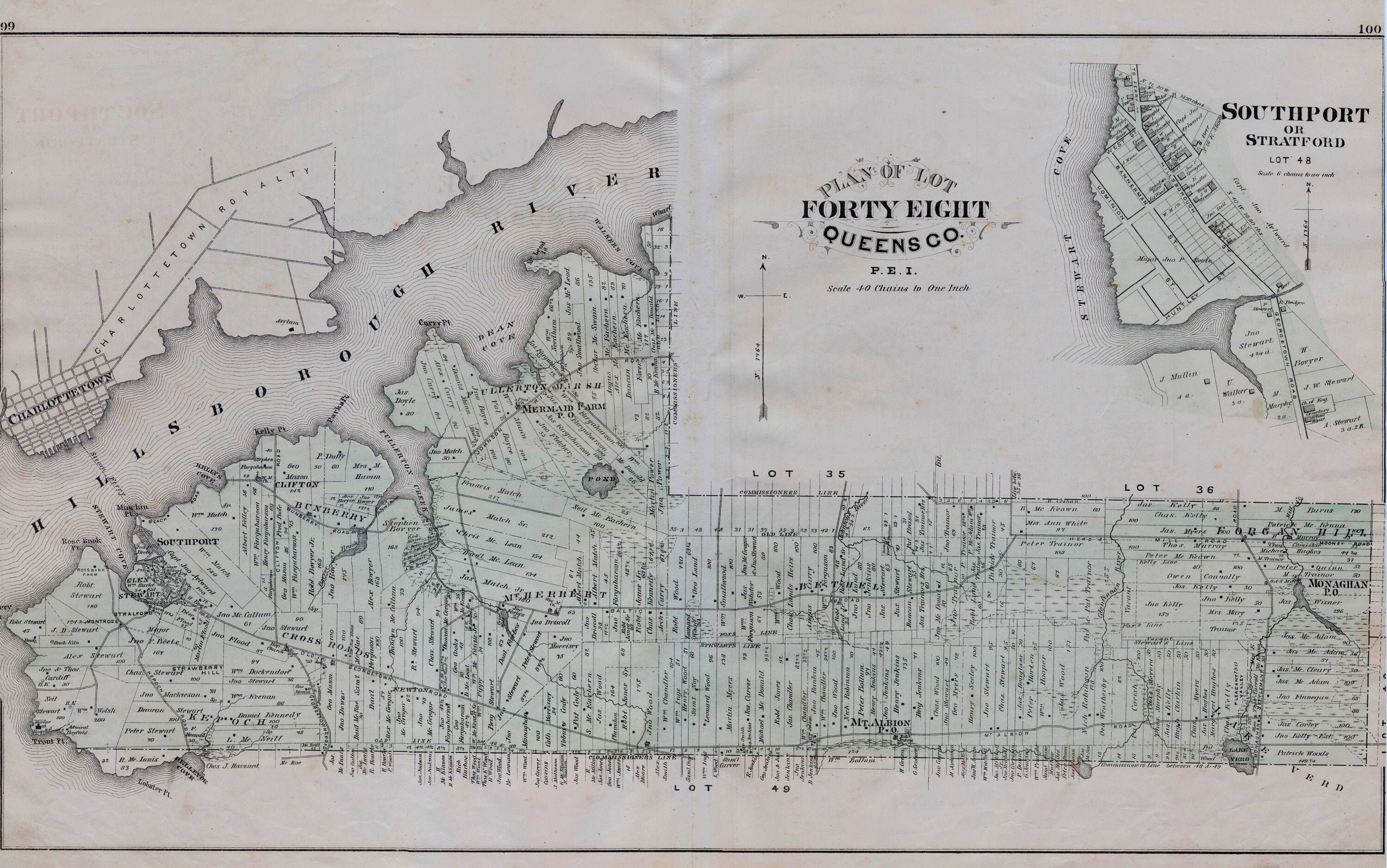 Large Antique Map of Prince Edward Island Lot 48 Queens - Etsy UK