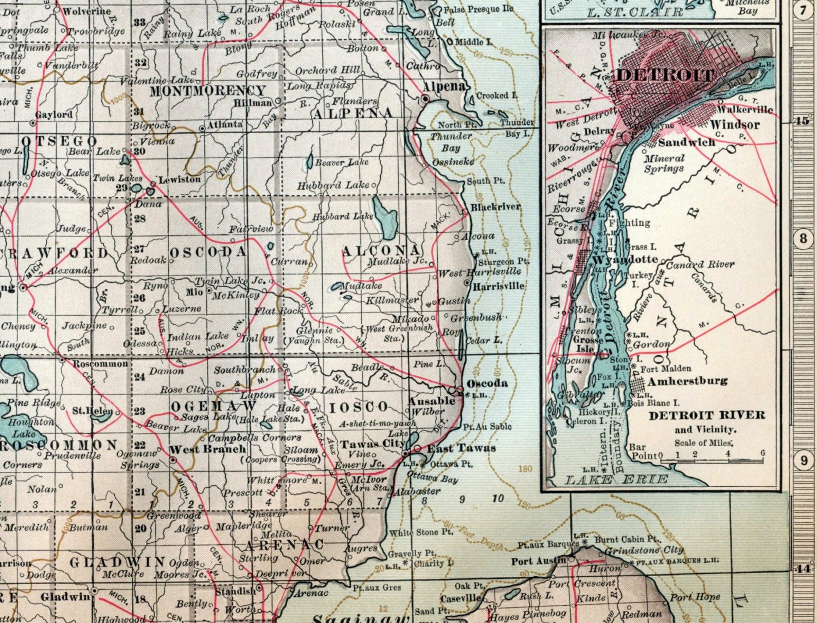 Antique Map of Michigan Southern Part 1903 Vintage Map | Etsy