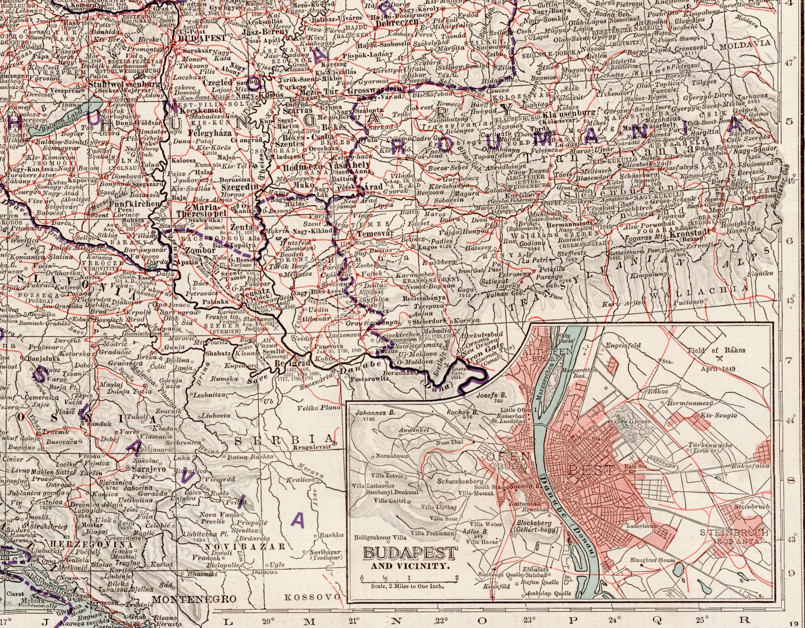Large Antique Map of Austria, Czechoslovakia, Hungary, and Parts of ...