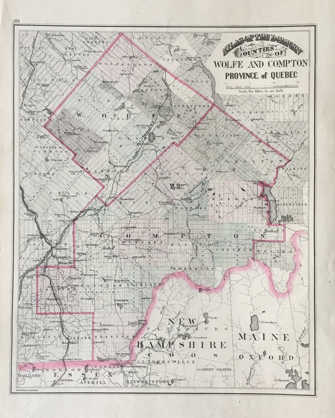 Antique Quebec Map Wolfe Compton Estrie 1876 Large - Etsy