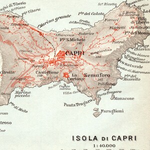 Antique Map of Capri, Italy - Published 1883 - Etsy