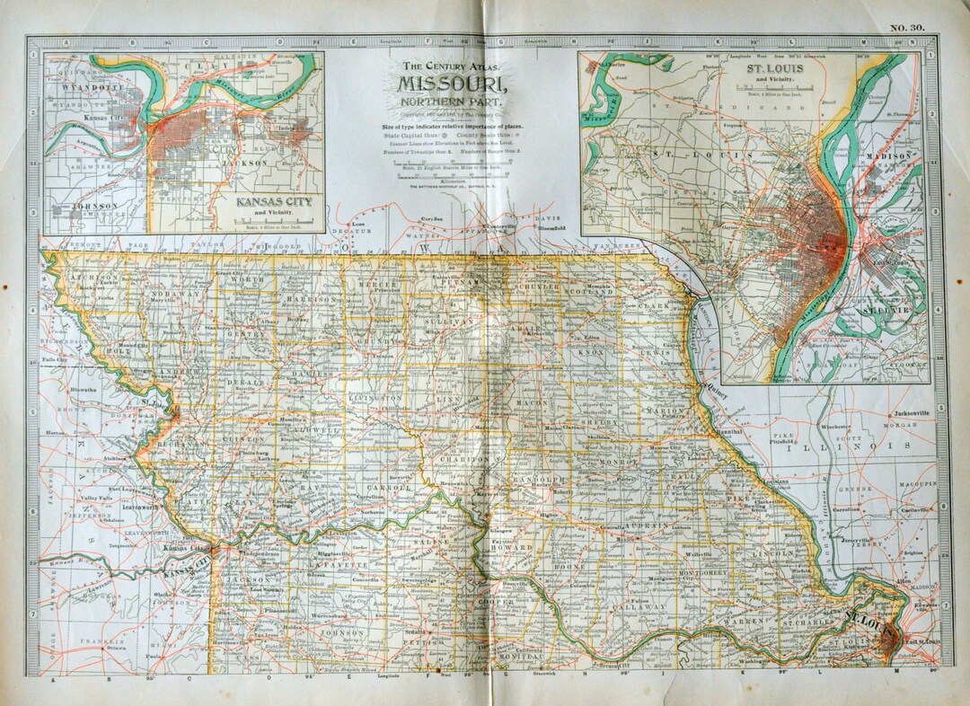 1902 Antique Map of Northern Missouri - Antique Missouri Map (northern ...