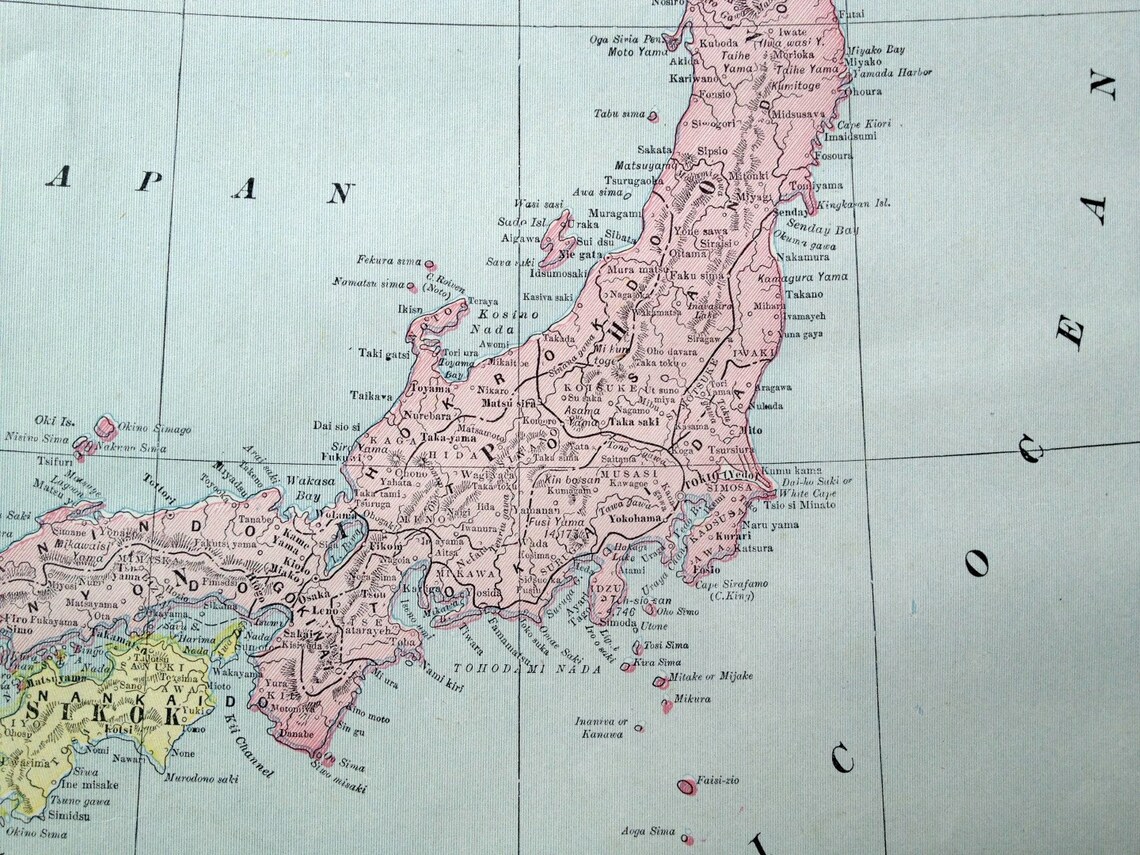 1899 Vintage Map of Japan - Old Map of Japan - Etsy
