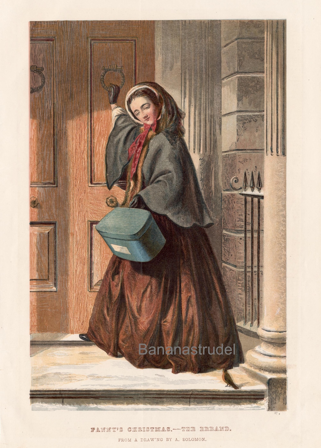 Fanny's Christmas - the Errand - Large Rare Antique 1857 Victorian ...