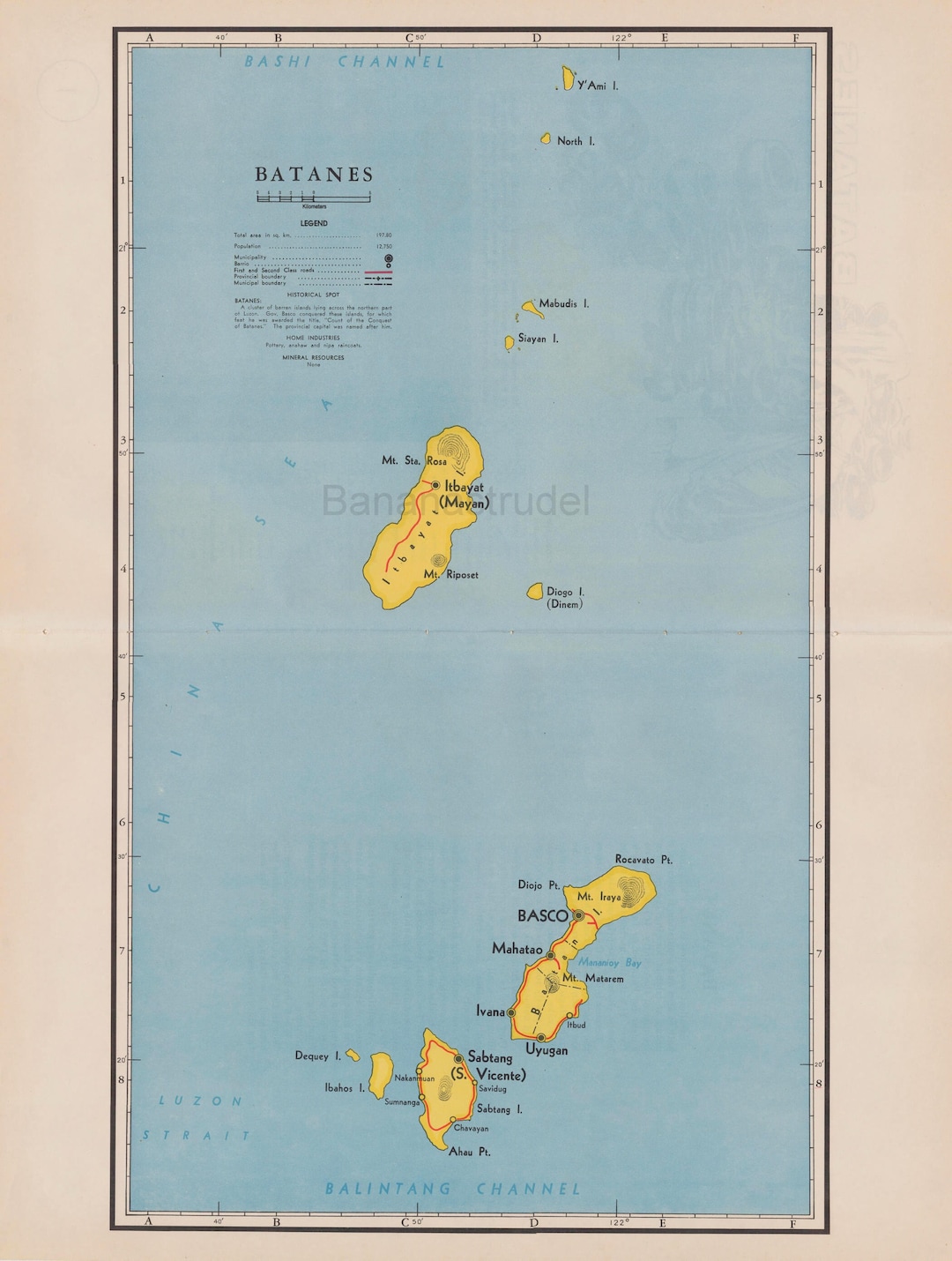 Batanes, Philippines - RARE Large Vintage 1959 Map - Basco - Itbayat - Etsy