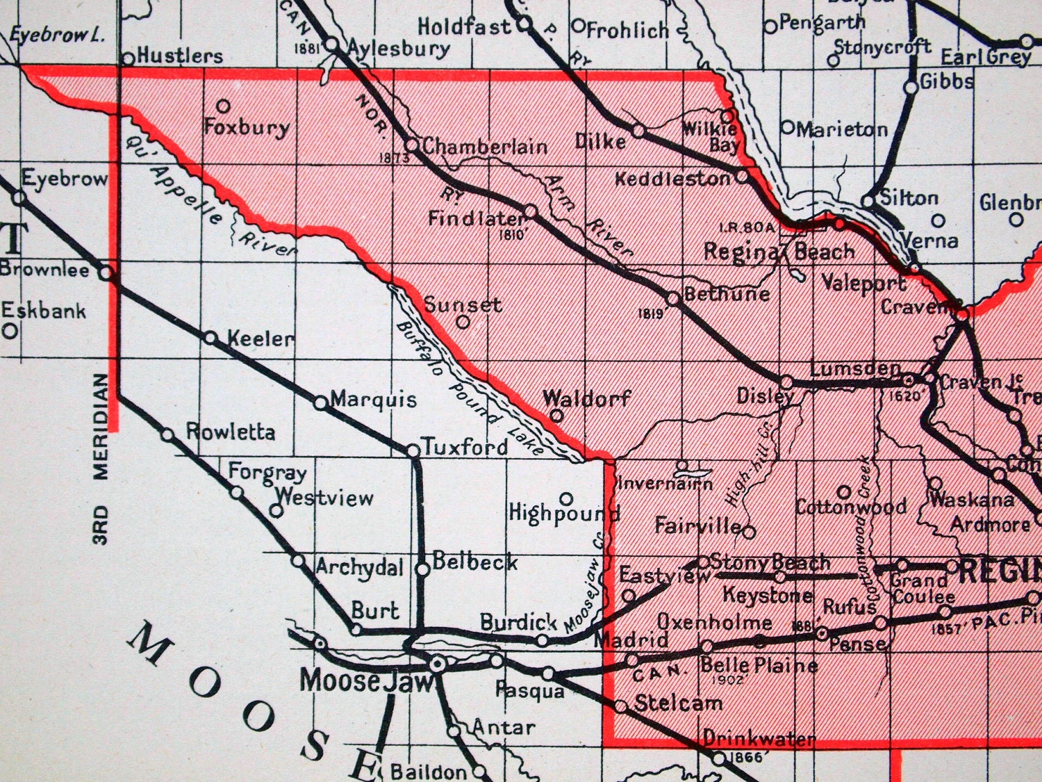 1915 Antique Map of the Electoral District of Regina, Saskatchewan ...