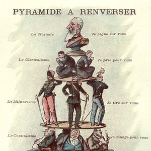 Antique Print of the Social Pyramid - "the Pyramid to Overthrow ...