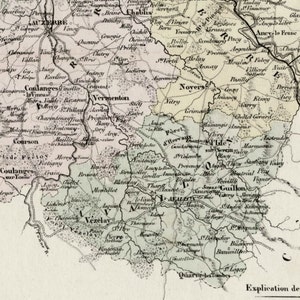 Antique Map of Yonne, France - With Inset of Auxerre - Handcolored ...