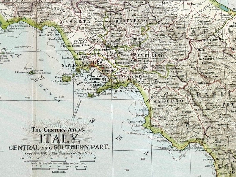 Antique Map of Central and Southern Italy - Antique Italy Map (central ...