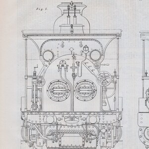 1879 Antique Engineering Drawing - Goods Locomotive for the Paris ...