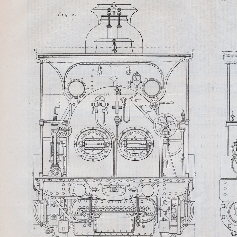 1879 Antique Engineering Drawing Goods Locomotive for the - Etsy