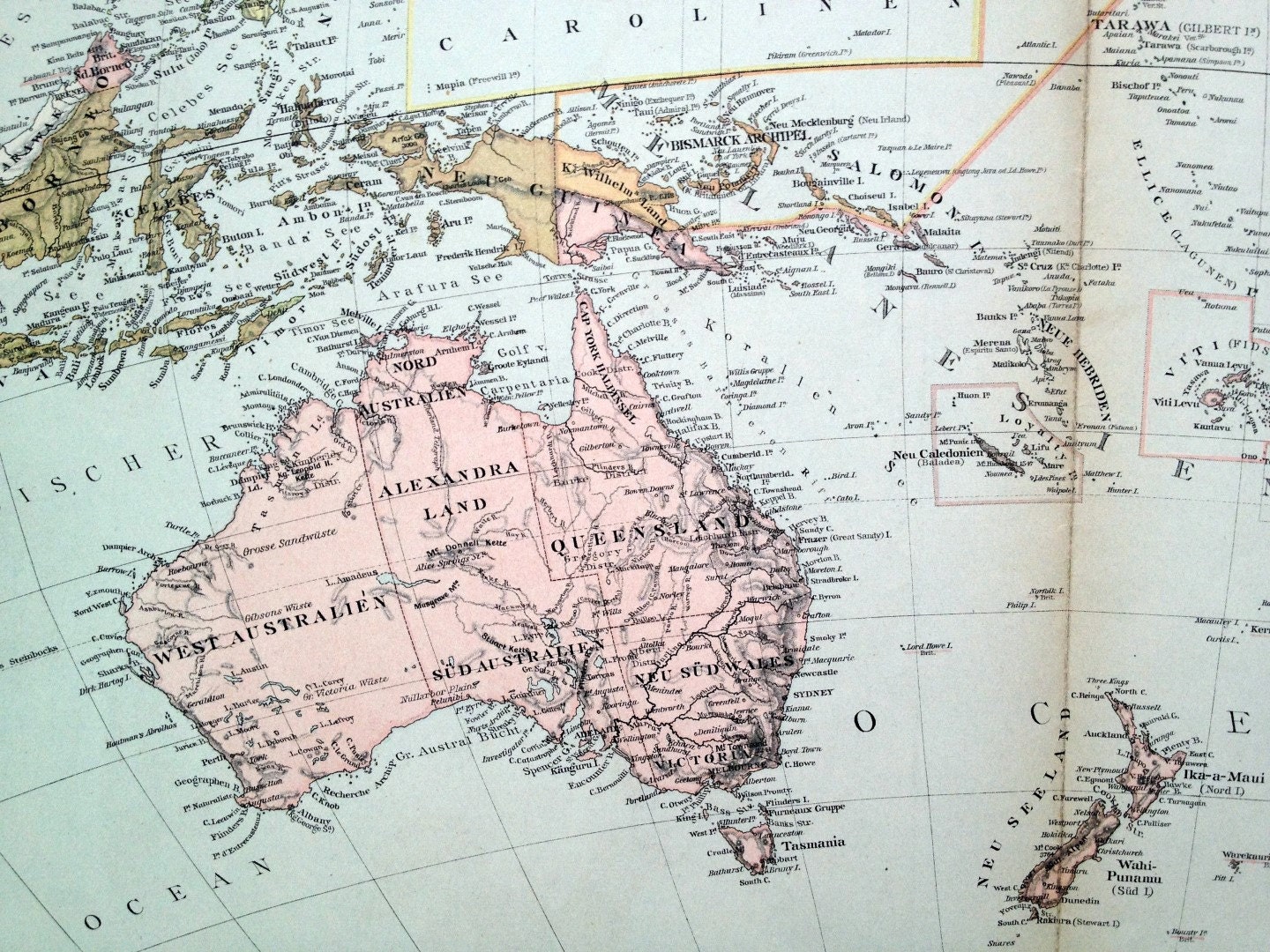 Ca. 1910 Large German Vintage Map of Australia and Polynesia - Etsy