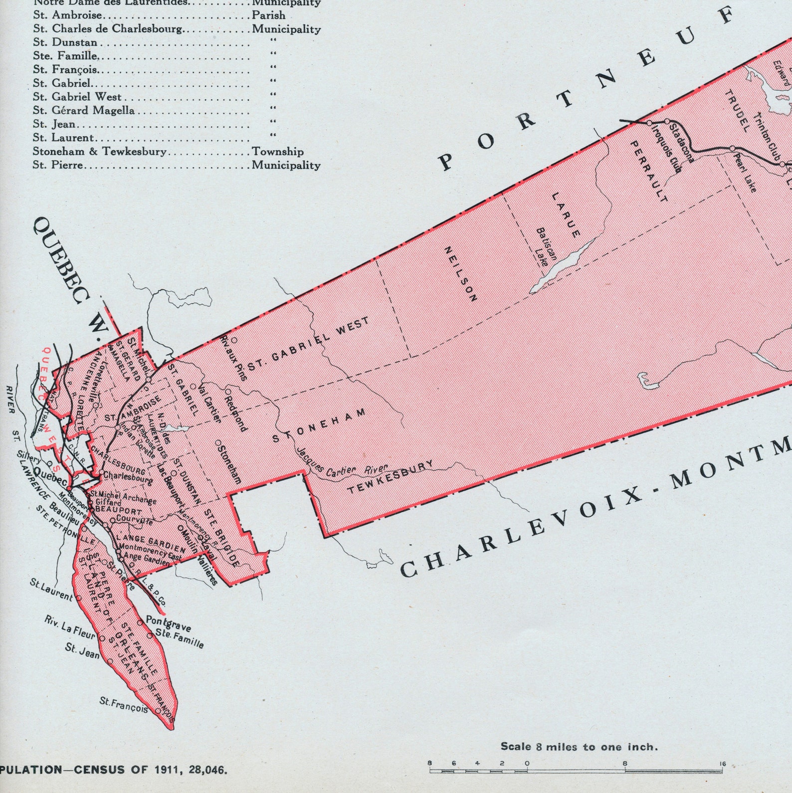 Antique Map of Quebec County Quebec Canada 1915 Vintage - Etsy