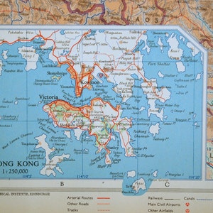 1958 Large Vintage Map of Southern China Hong Kong - Etsy