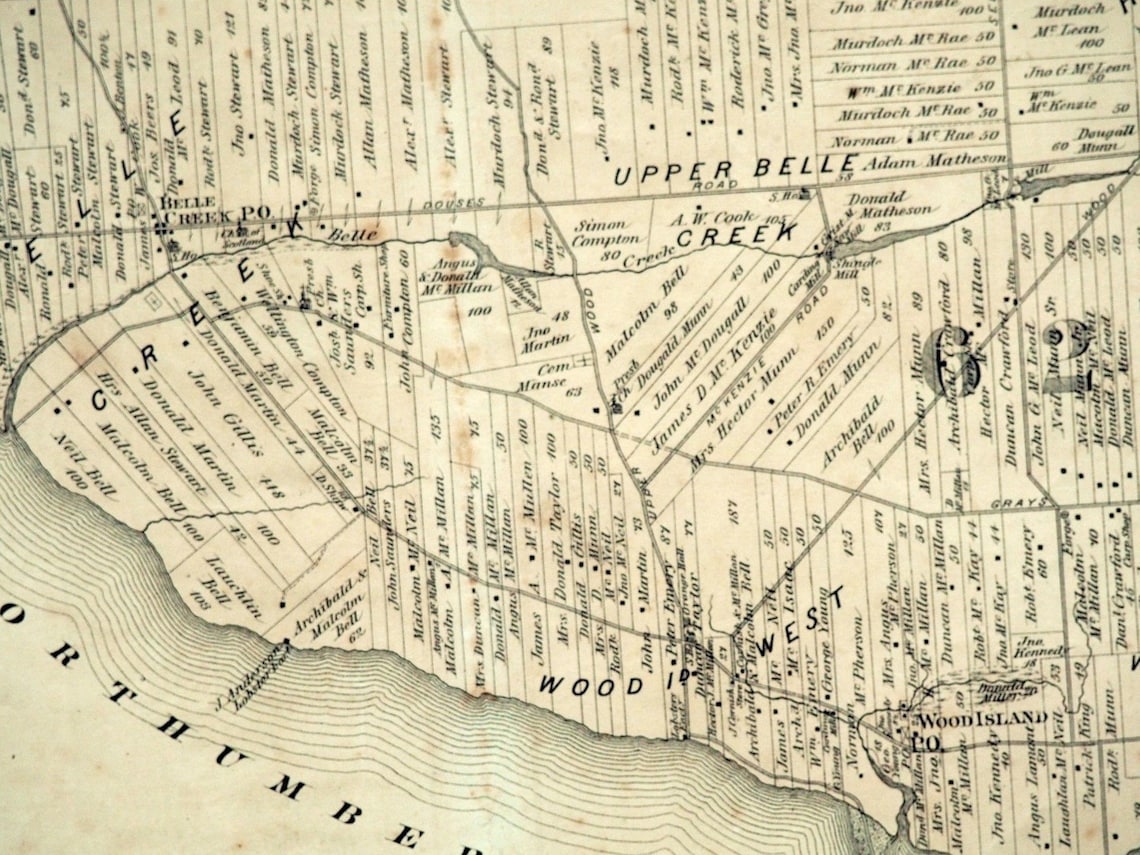 1880 Antique Map of Prince Edward Island - Lots 60 and 62 - Queens ...