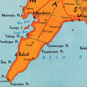 Masbate, the Philippines - RARE Large Vintage 1959 Map - Balud ...