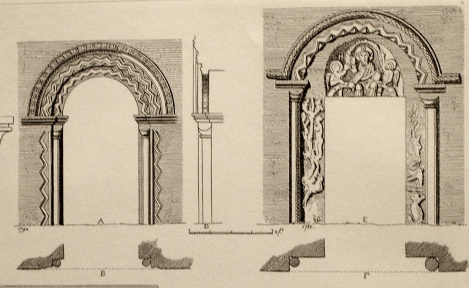 1845 Antique Print of Baptismal Fonts Large Vintage Print - Etsy