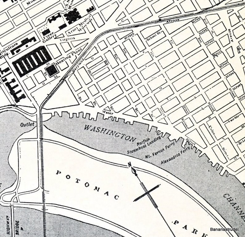 1937 Vintage Map of Washington DC Vintage City Map Old - Etsy