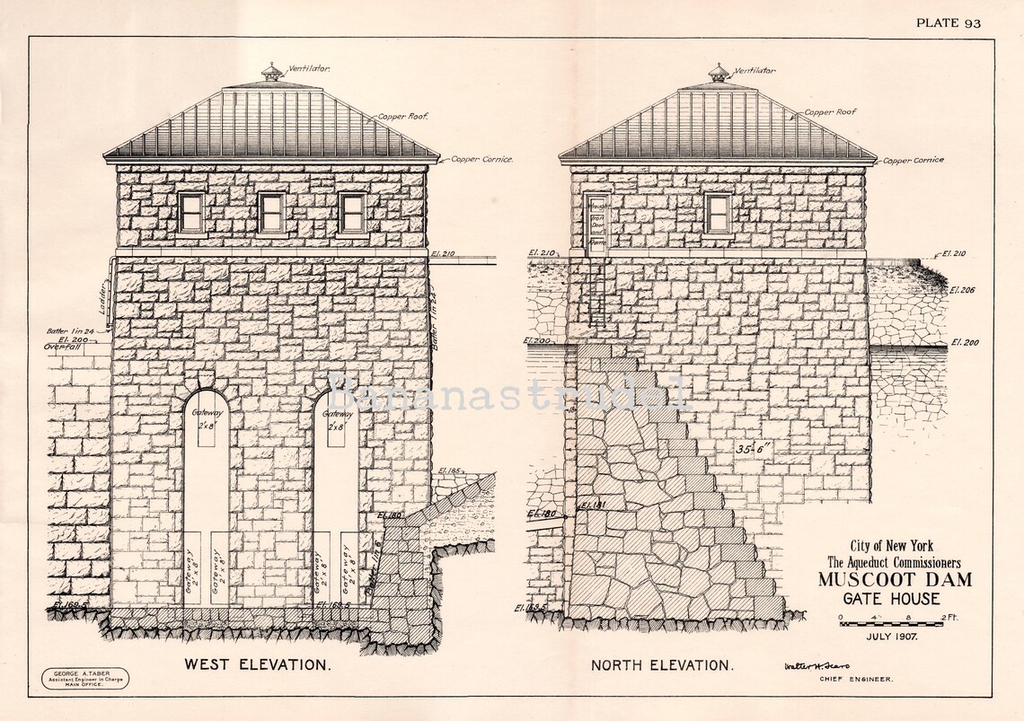 Antique Print of the Muscoot Dam Gate House - Westchester, New York ...