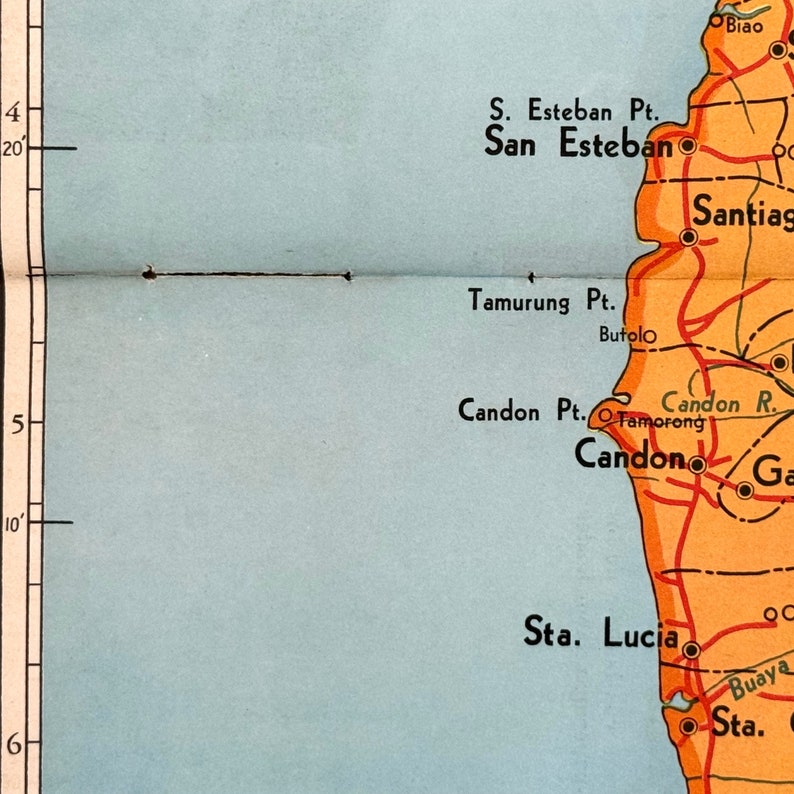1959 Large Rare Vintage Map of Ilocos Sur, the Philippines - Vigan ...