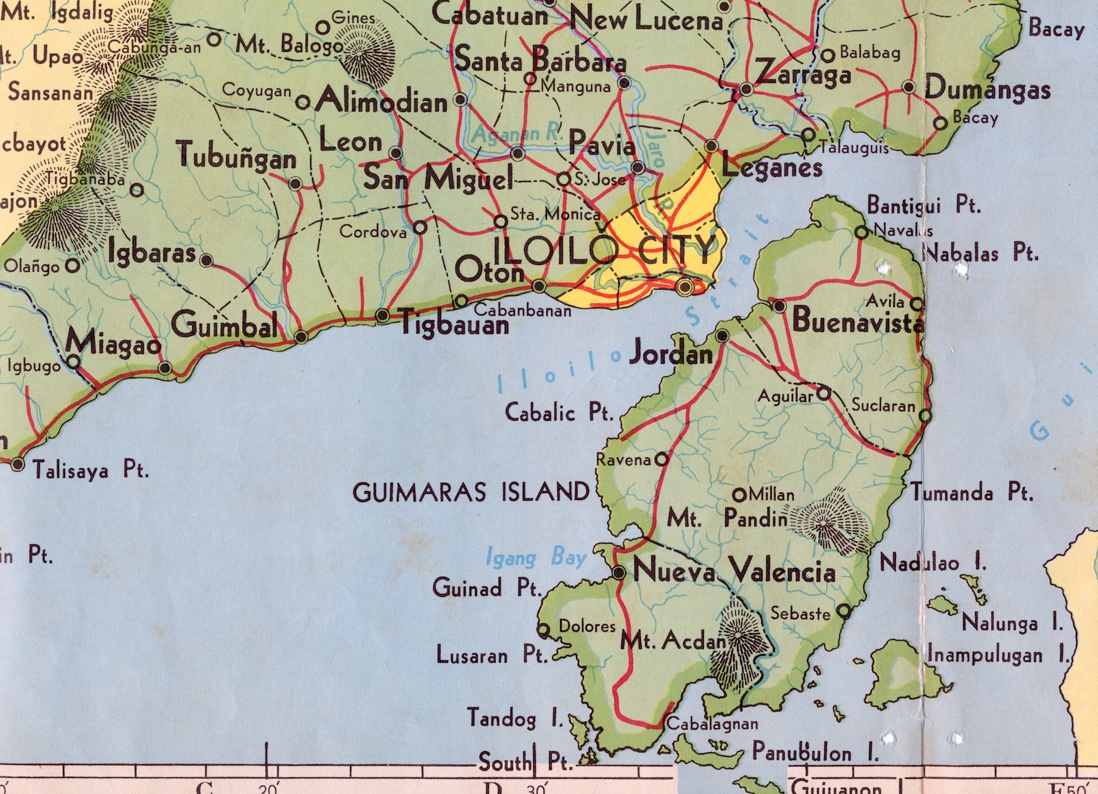 Large Vintage Map of Iloilo Philippines Guimaras Island | Etsy