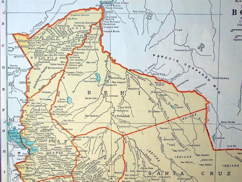 1937 Vintage Map of Bolivia Old Map of Bolivia - Etsy