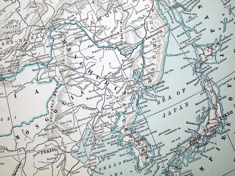 1919 Antique Map of Northern Asia Showing Siberia Mongolia - Etsy