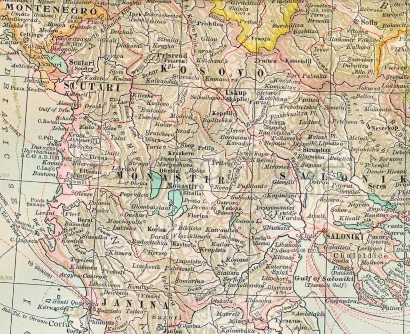 1902 Century Atlas Vintage Map of Turkey in Europe. Antique Turkey Map ...