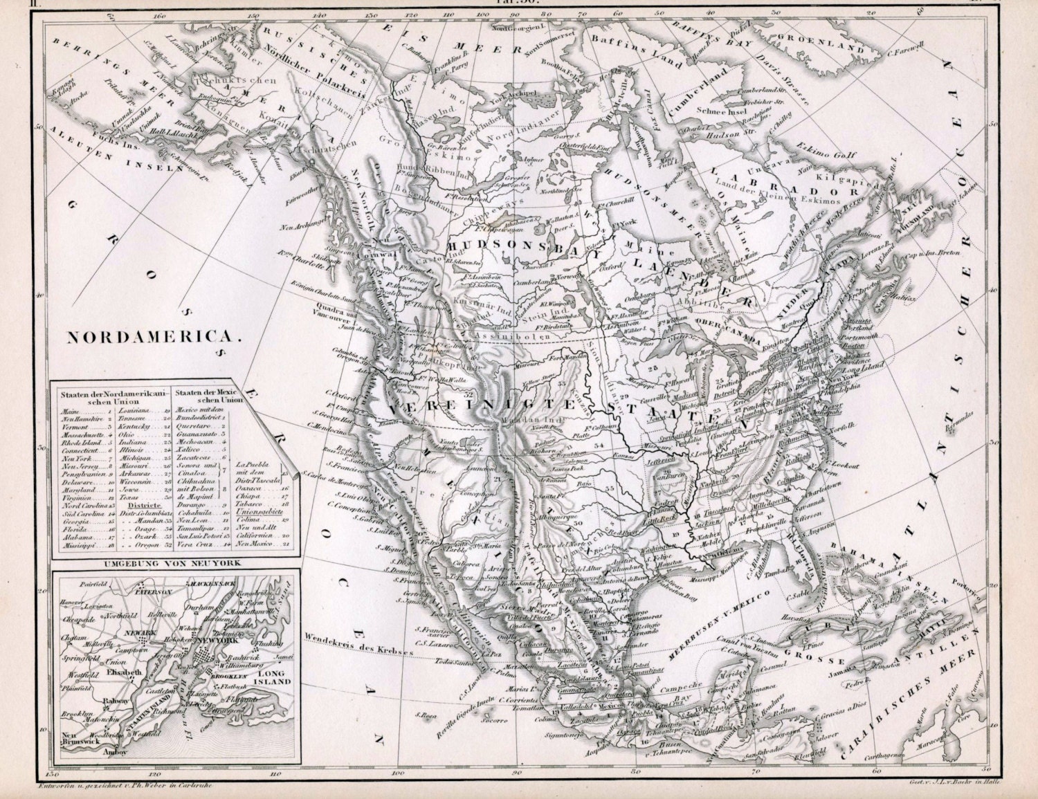1860 German Vintage Map of North America Vintage North - Etsy Canada