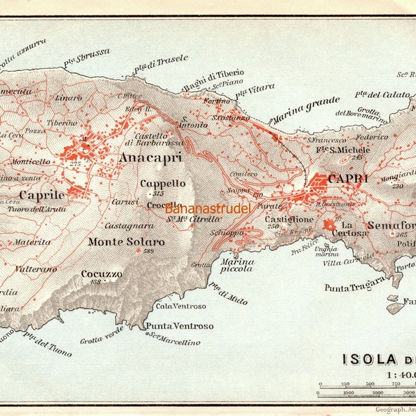 Map of Capri Italy - Etsy