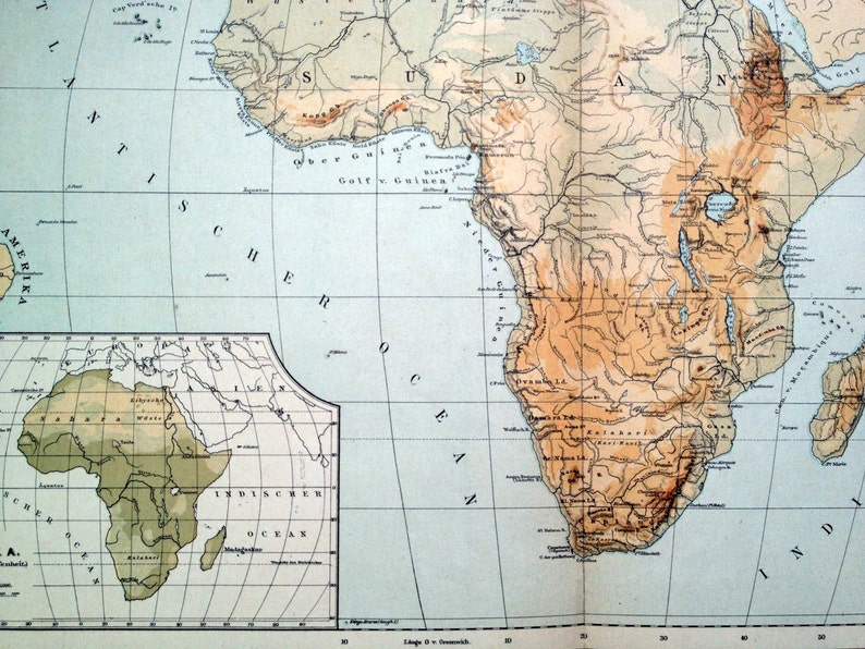 Ca. 1910 Large German Vintage Map of Africa Antique Africa - Etsy