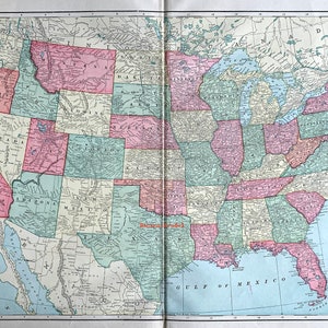 Large Antique United States Map - Poster-sized - Published 1906 - Etsy
