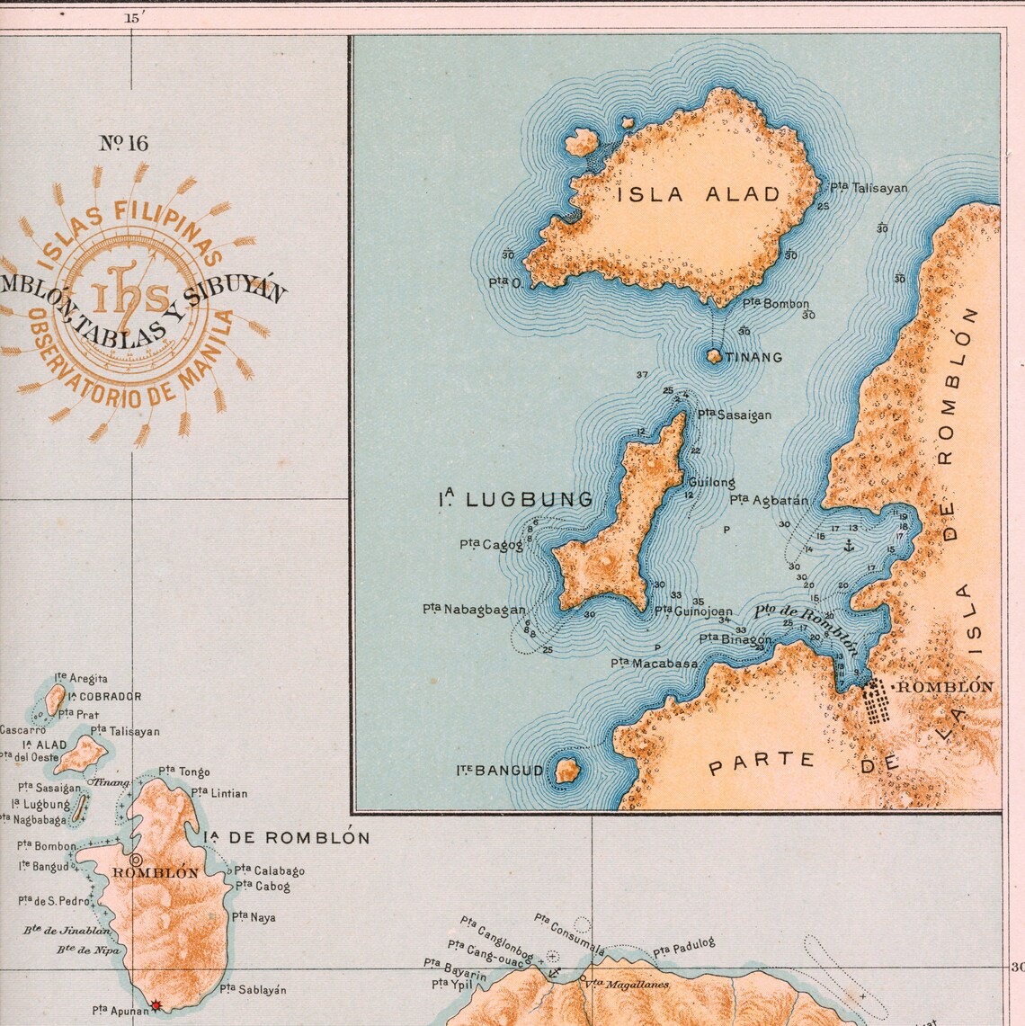 1900 Rare Antique Map of Romblon Philippines Sibuyan - Etsy