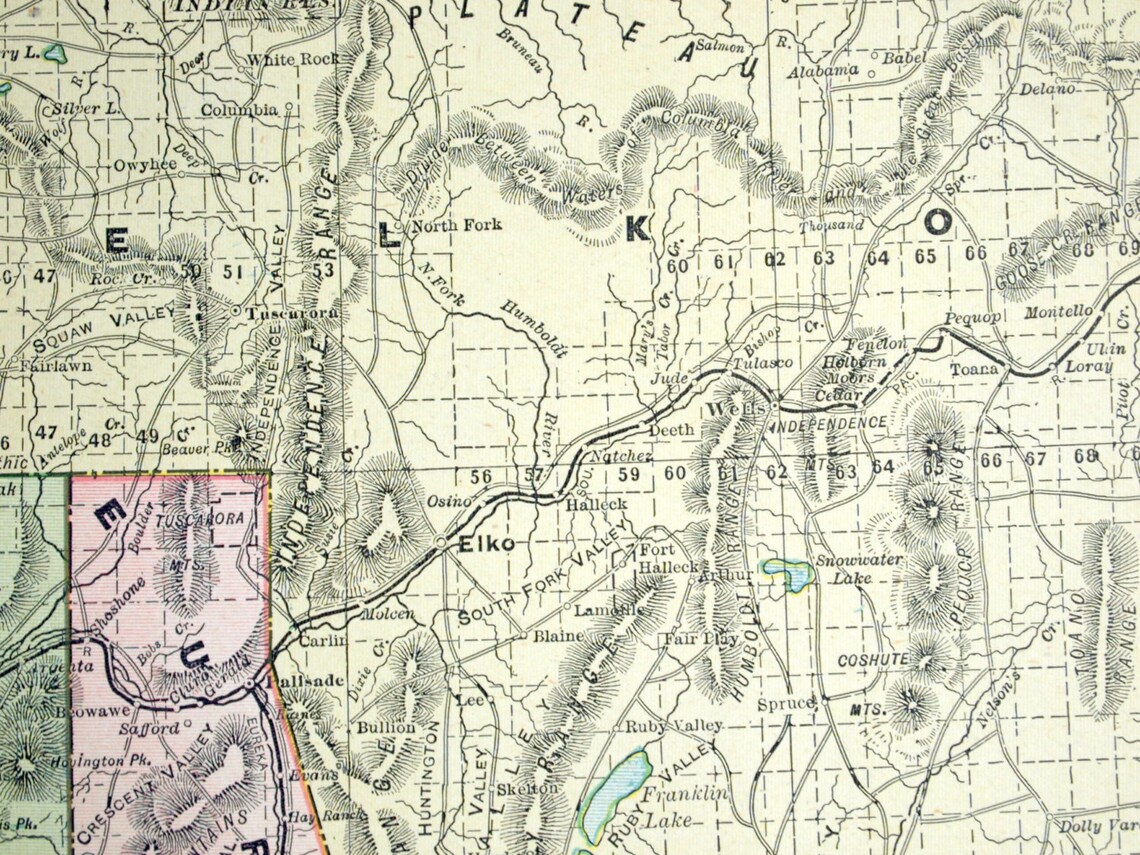 1901 Antique Map of Nevada - Antique Nevada Map - Nevada Antique Map ...