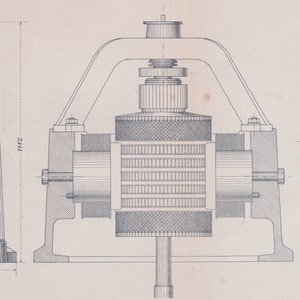 Antique Print of a Vertical Shaft Four-pole Dynamo - 1896 Engineering ...