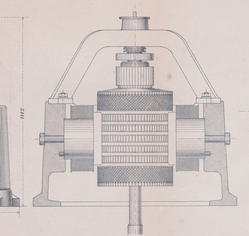Antique Print of a Vertical Shaft Four-pole Dynamo 1896 - Etsy
