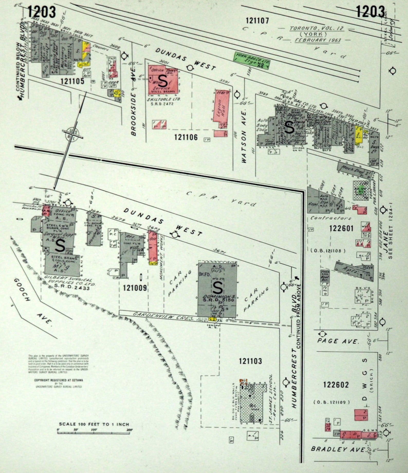 1964 Vintage Map of Etobicoke - Toronto - Insurance Maps - Dundas West ...