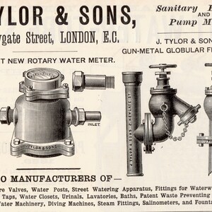 Page of Antique Advertisements for Water Meters, Steam Crane Excavators ...