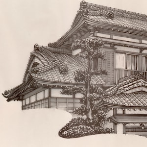 Large Japanese Architectural Print on Parchment Paper From 1977 - House ...