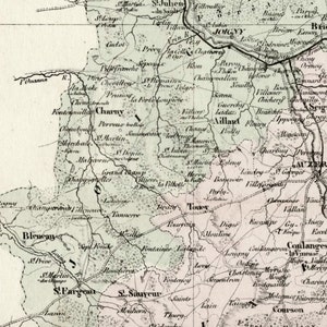 Antique Map of Yonne, France - With Inset of Auxerre - Handcolored ...