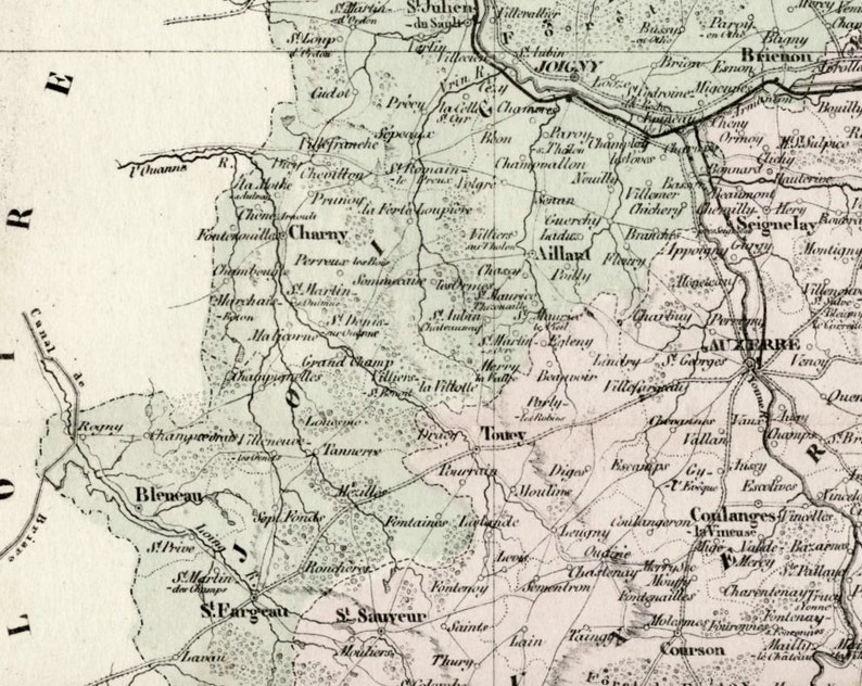 Antique Map of Yonne, France - With Inset of Auxerre - Handcolored ...