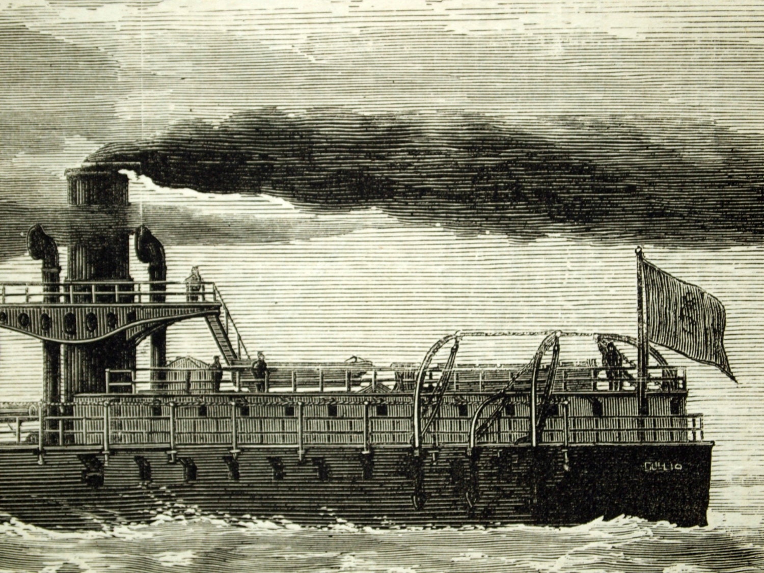 1878 Large English Antique Engraving of an Italian Warship - Etsy