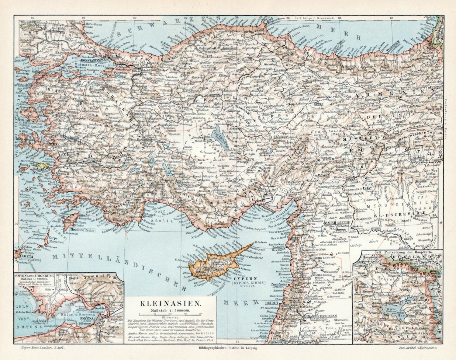 1895 Mapa Antiguo de Asia Menor Mapa Antiguo de Asia Menor - Etsy México