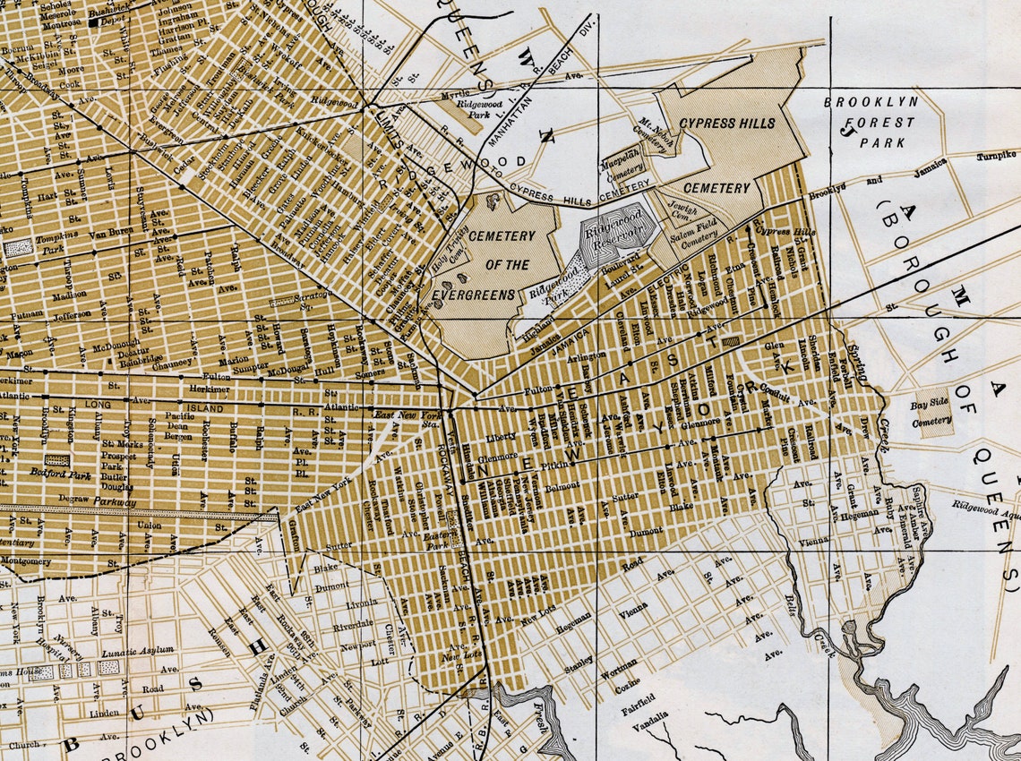 1901 Antique Map of Brooklyn New York City Old City Map - Etsy